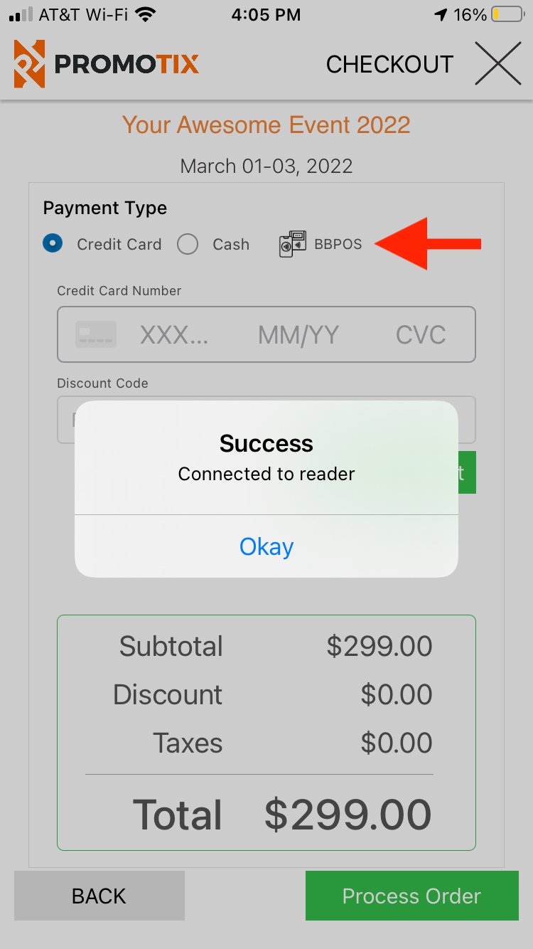 How to use the BBPOS Chipper 2X BT credit card terminal with PromoTix