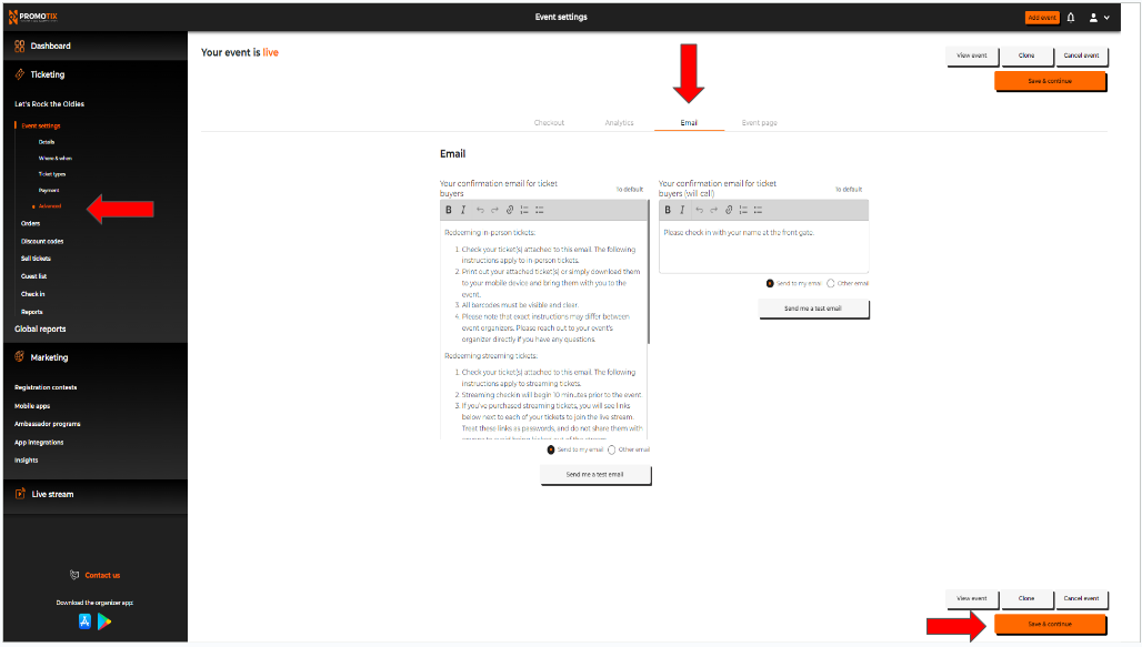 How to customize your confirmation email text